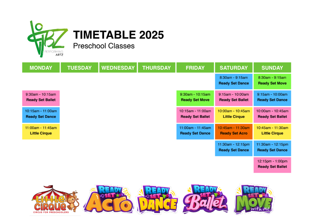 * TimeTable 2025 - Vibz Dance Studio - Dance School